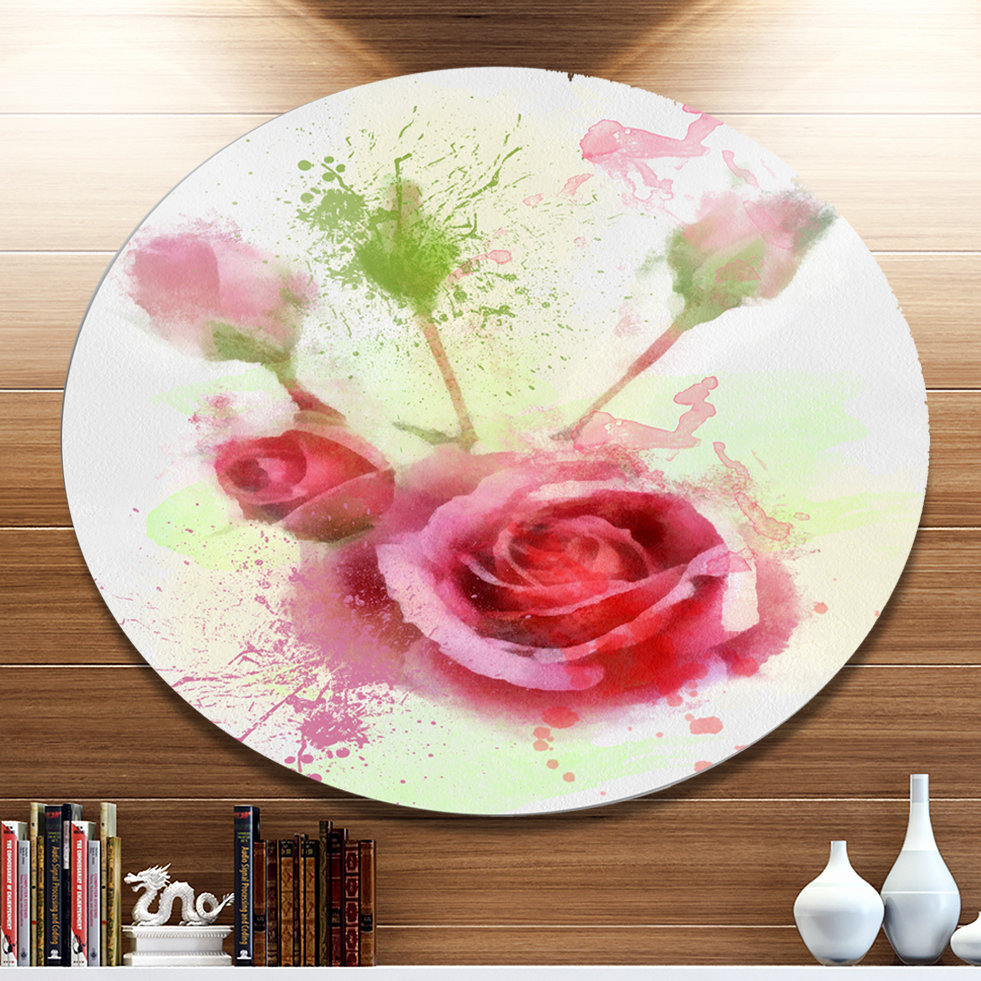 Design Art 'Bloomy and Budding Red Roses' Oil Painting Print on Metal | Wayfair